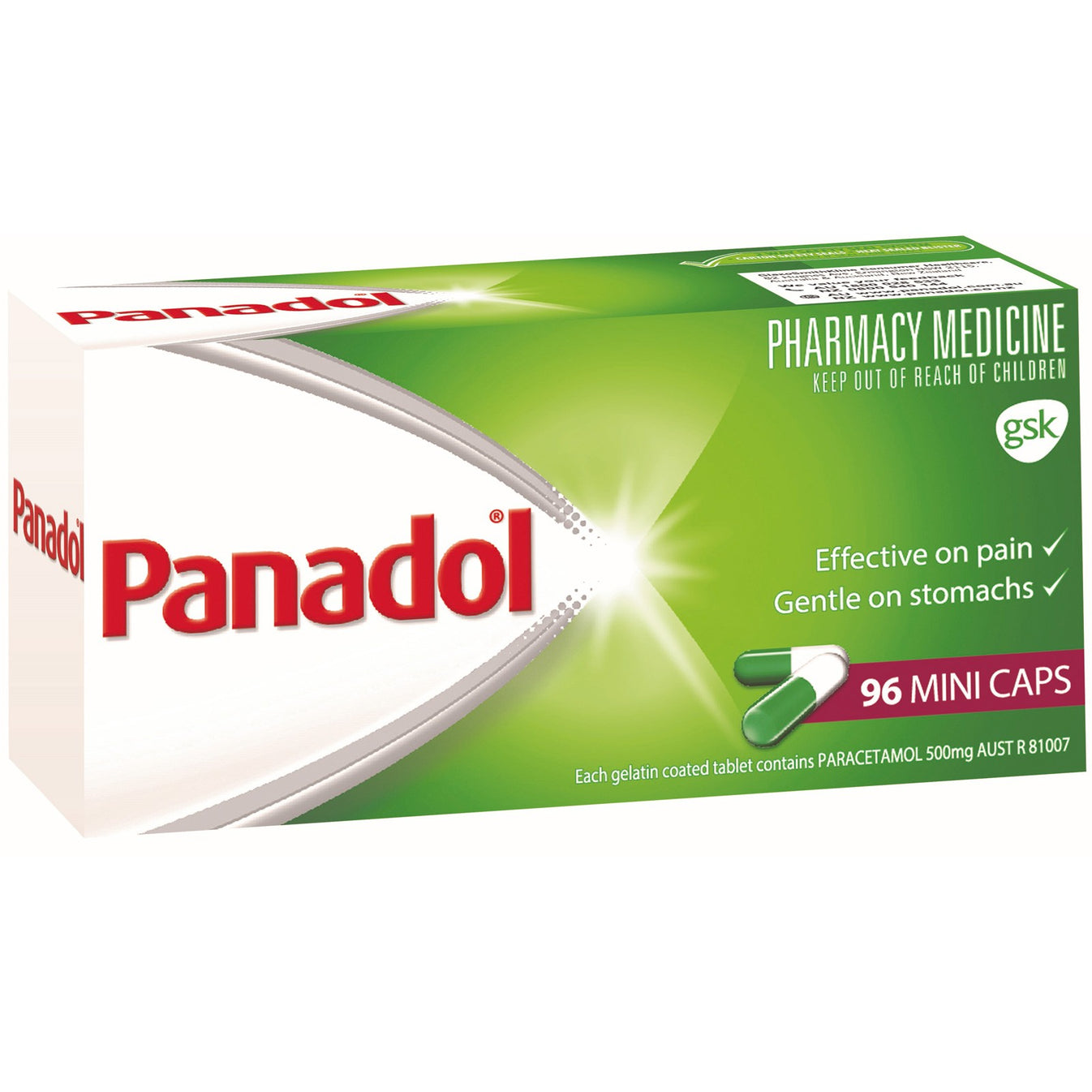 Panadol 500mg Mini 96 Caps | Eclipse Pharmacy