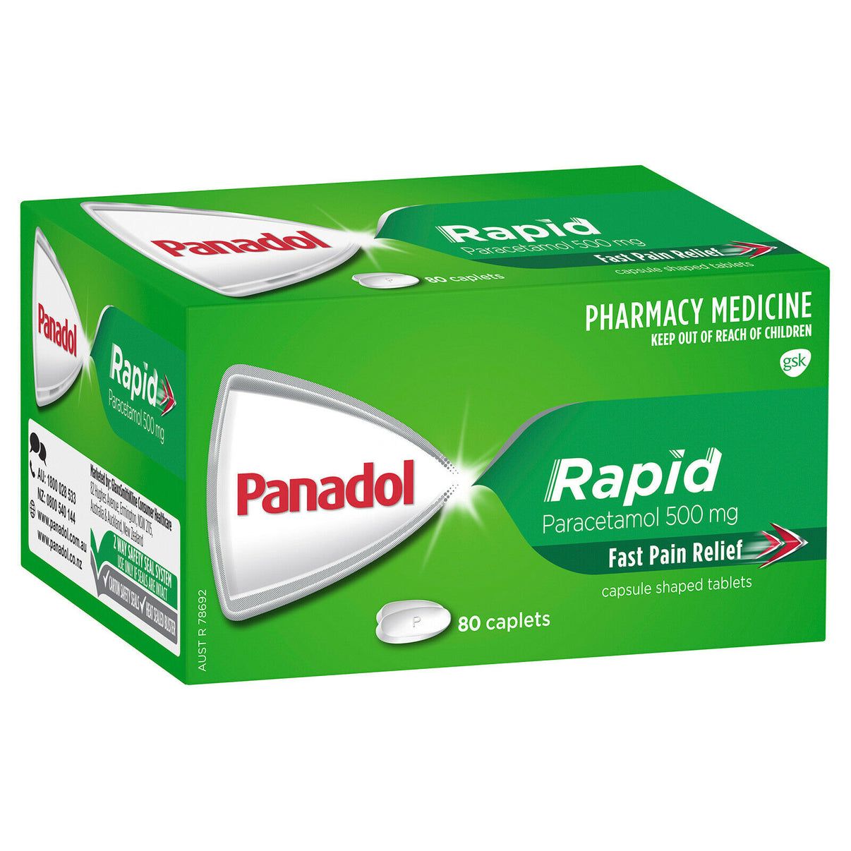 Panadol 500mg Rapid 80 Caps | Eclipse Pharmacy